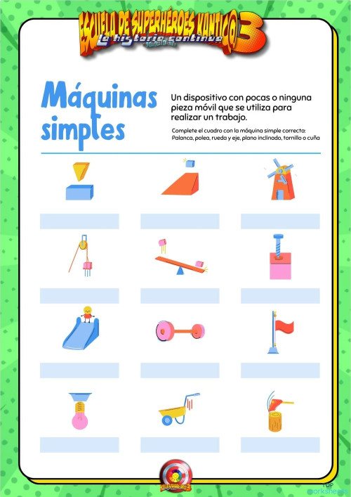 Hoja De Trabajo De Máquinas Simples Para Niños