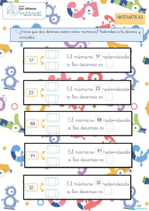 Redondear a la decena. Ficha interactiva | TopWorksheets