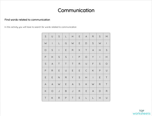 Communication. Interactive worksheet | TopWorksheets