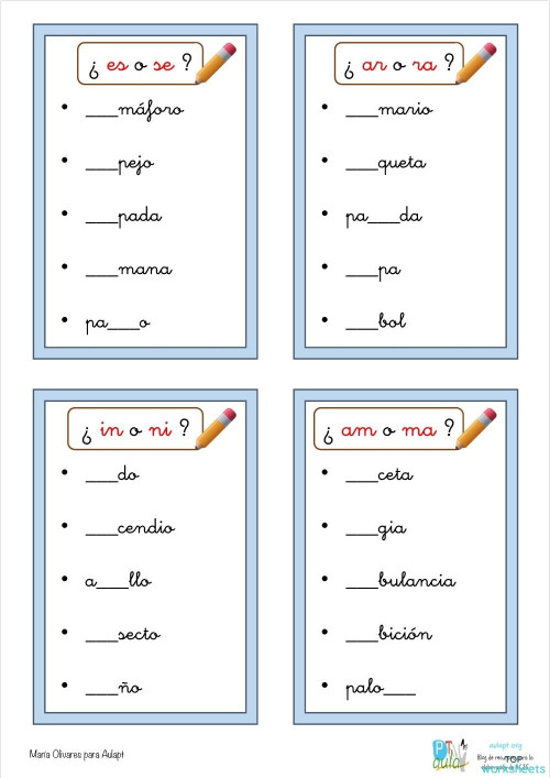 Sílabas directas e inversas. Ficha interactiva | TopWorksheets
