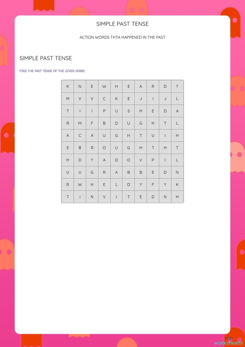SIMPLE PAST TENSE. Interactive worksheet | TopWorksheets