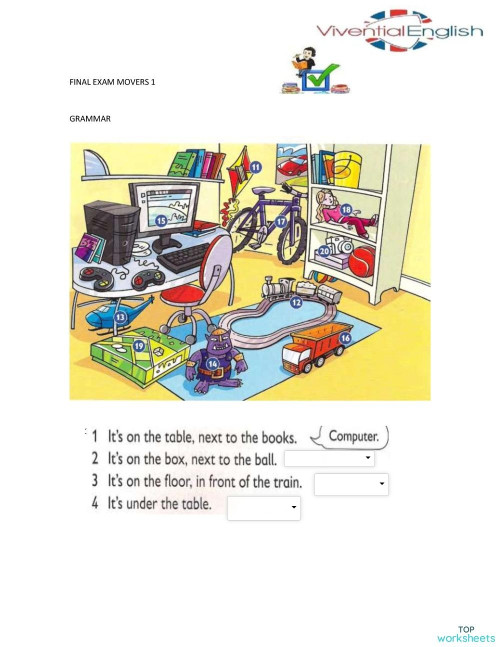 FINAL EXAM MOVERS 1. Ficha interactiva | TopWorksheets