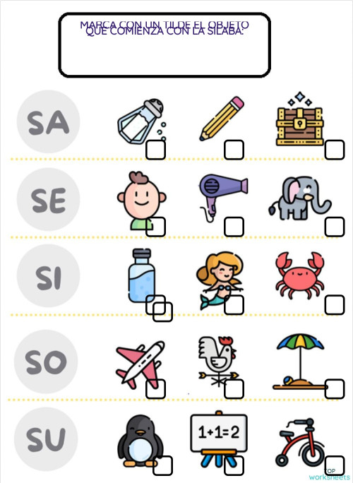 Sílabas: fichas interactivas y ejercicios online | TopWorksheets