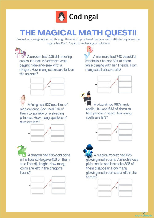 M_G02M07L35_WE02_Subtraction Word Problems with Inverse. Interactive worksheet | TopWorksheets