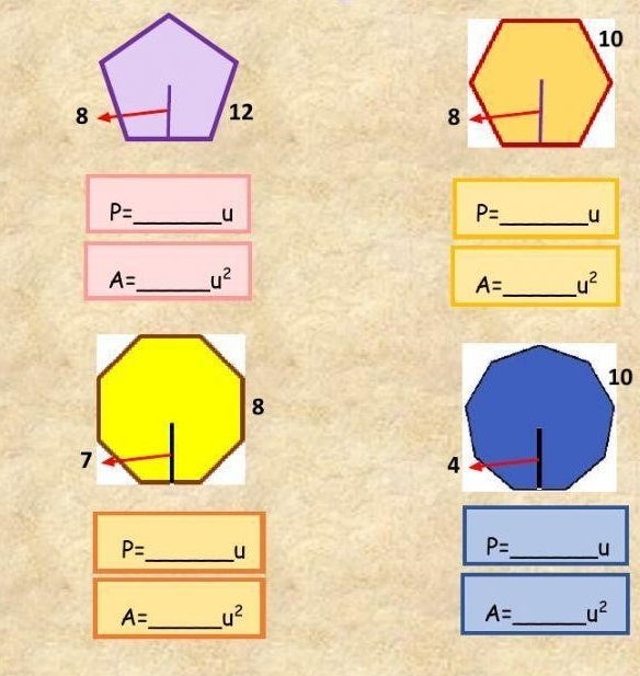 PERÌMETRO Y ÀREA DE POLÌGONOS REGULARES. Ficha interactiva | TopWorksheets