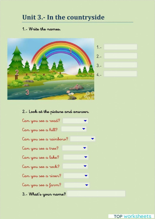 In the countryside. Interactive worksheet | TopWorksheets
