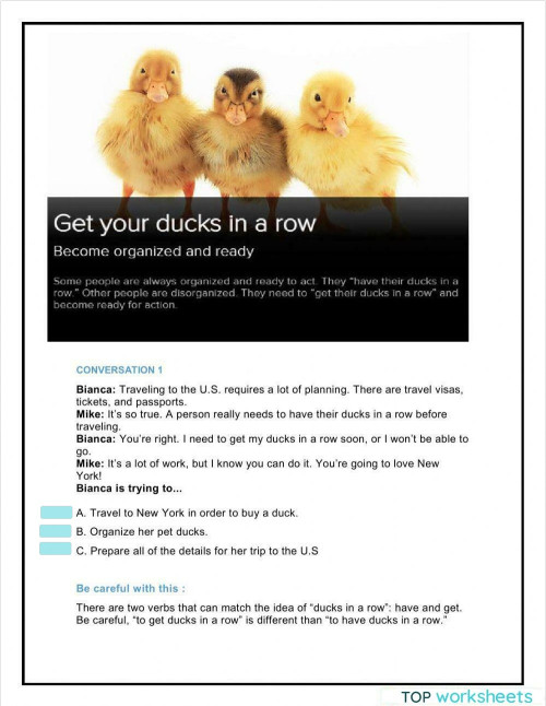 Get your ducks in a row. Interactive worksheet | TopWorksheets