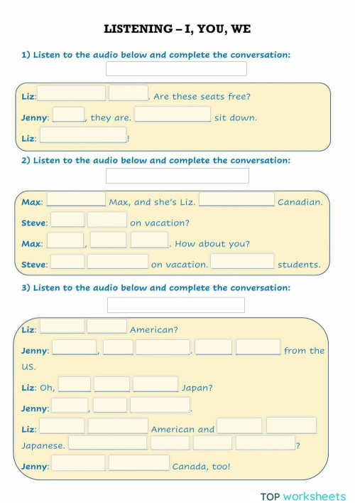 Listening - I, you, we. Interactive worksheet | TopWorksheets