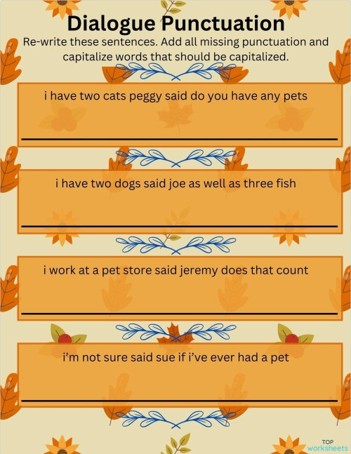 Dialogue Punctuation. Interactive worksheet | TopWorksheets