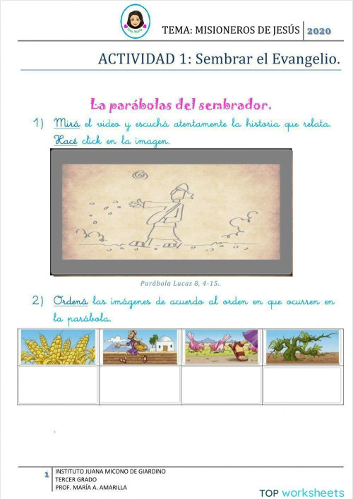 La parábola del Sembrador. Ficha interactiva | TopWorksheets