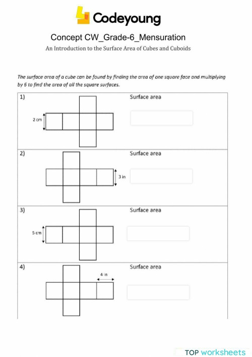 An Introduction to the Surface Area of Cubes and Cuboids Concept CW ... An Introduction to the Surface Area of Cubes and Cuboids Concept CW ...