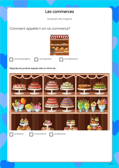 Les commerces. Fiche interactive | TopWorksheets