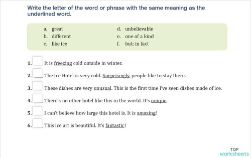 Reading challenge 1 unit 1 vocaulary. Interactive worksheet | TopWorksheets