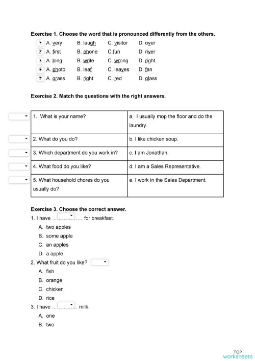 Other: interactive worksheets and online exercises | TopWorksheets