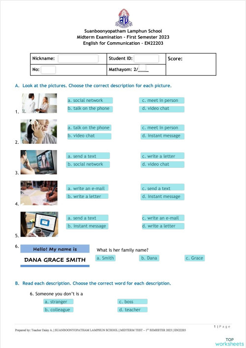 MIDTERM TEST. Interactive worksheet | TopWorksheets MIDTERM TEST. Interactive worksheet | TopWorksheets