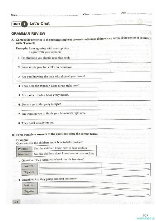 F4 Unit 1: Let's Chat. Interactive worksheet | TopWorksheets