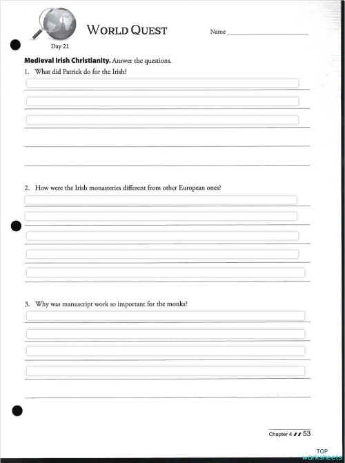 Chapter 4: World Quest Pg 53-54. Interactive worksheet | TopWorksheets