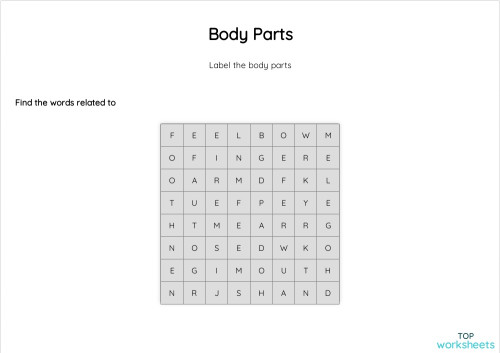 Parts of the face. Interactive worksheet | TopWorksheets