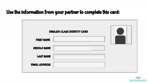 identity card. Interactive worksheet | TopWorksheets