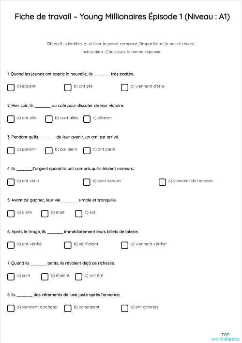 Passé composé avec etre. Fiche interactive | TopWorksheets