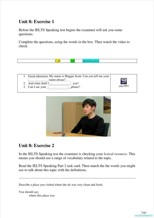 Unit 8 - The Natural World - Speaking Skill. Interactive worksheet ...