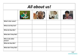 All about us!. Interactive worksheet | TopWorksheets