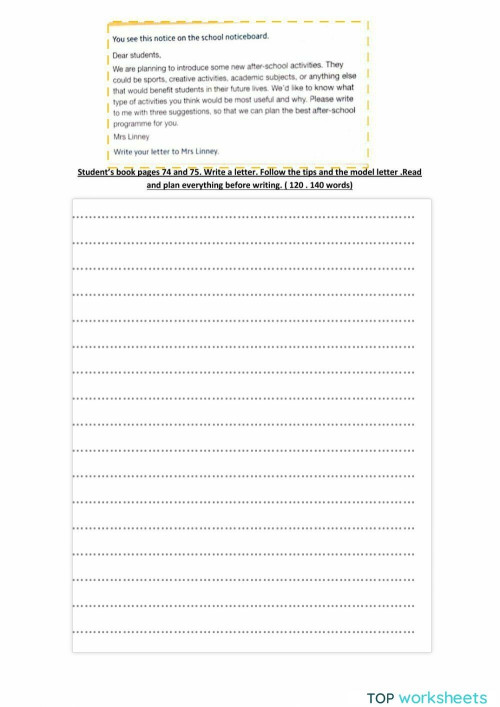 Write a letter. Interactive worksheet | TopWorksheets
