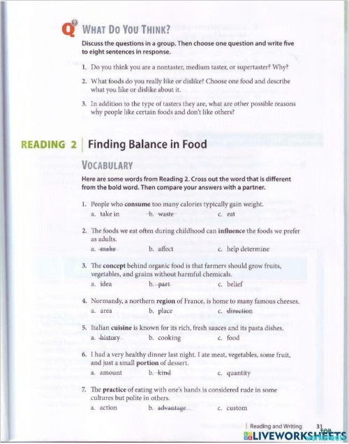 Finding balance in food. Interactive worksheet | TopWorksheets
