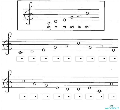 Notas musicales: fichas interactivas y ejercicios online | TopWorksheets