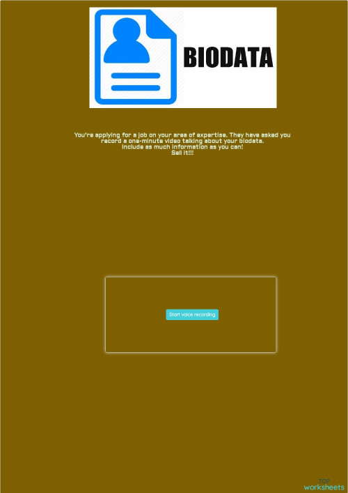 My biodata. Interactive worksheet | TopWorksheets