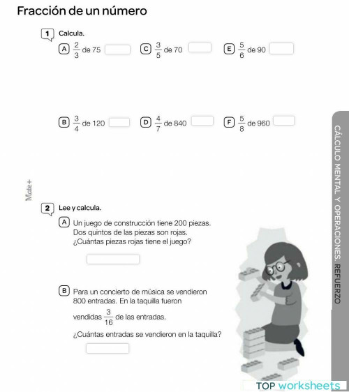 Fracción de una cantidad. Ficha interactiva | TopWorksheets