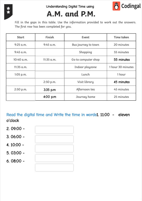 M_G02M15L67_WA02_Telling and Writing Time on Digital Clock. Interactive ...