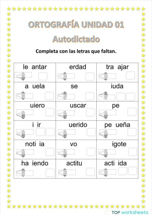 Ortografía unidad 01. Ficha interactiva | TopWorksheets