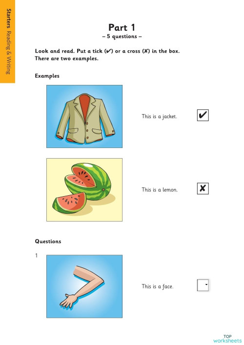 STARTERS READING. Interactive worksheet | TopWorksheets