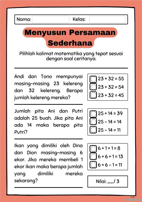 Soal Pretest Numerasi Aljabar Sederhana. Interactive worksheet ...