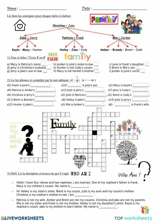 Family. Interactive worksheet | TopWorksheets