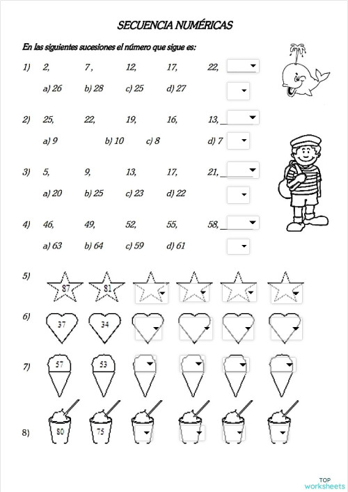 COMPLETAMOS SECUENCIAS Y SUCESIONES NUMÈRICAS. Ficha interactiva ...