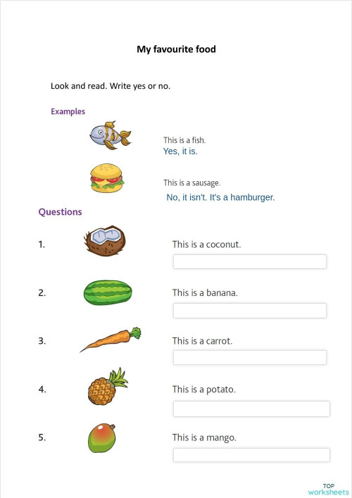Reading and writing - Food. Interactive worksheet | TopWorksheets