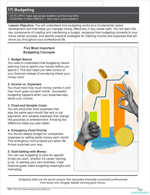 17 | Budgeting - Text Handout. Interactive worksheet | TopWorksheets