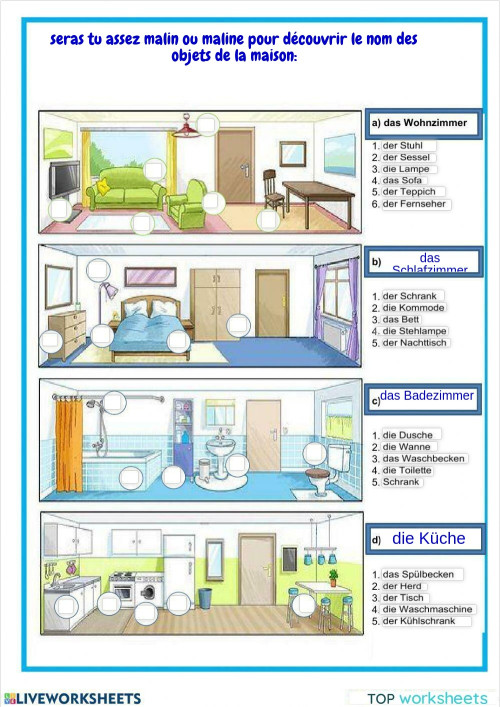 Mein Haus. Interaktives Arbeitsblatt | TopWorksheets