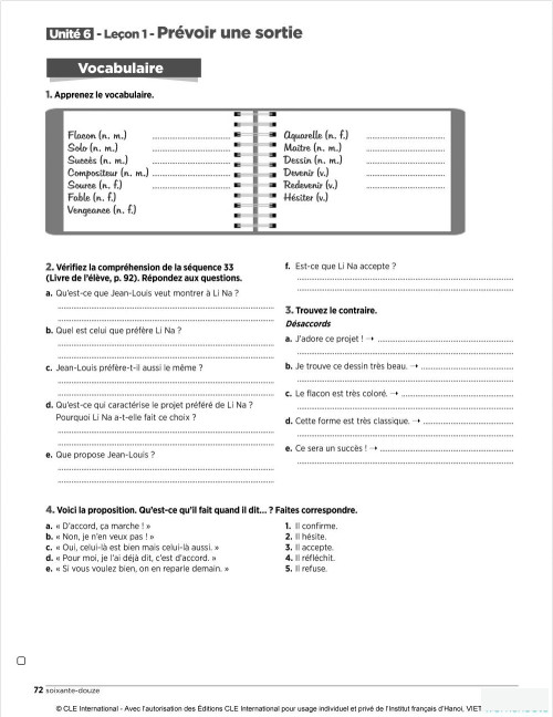 unité 6 - sortir. Fiche interactive | TopWorksheets