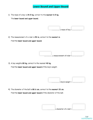 Lower Bound and Upper Bound. Interactive worksheet | TopWorksheets