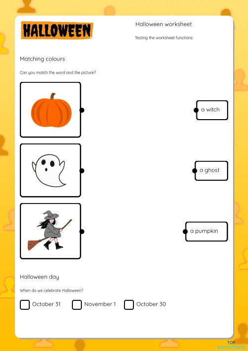 Halloween worksheet. Interaktivní pracovní list | TopWorksheets