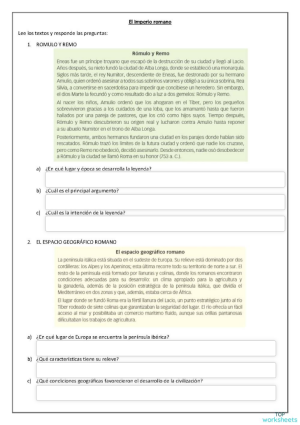 El Imperio romano. Ficha interactiva | TopWorksheets