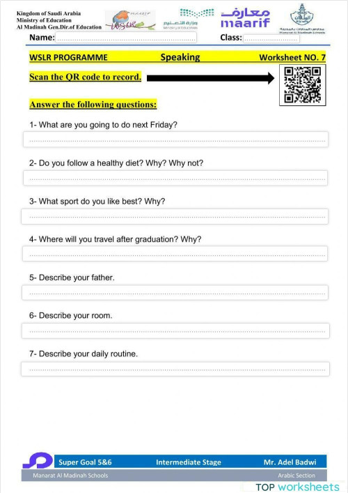 Super Goal 5&6 Speaking 3. Interactive worksheet | TopWorksheets
