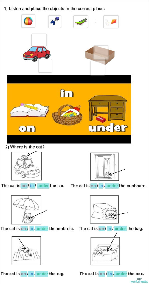 EN1_U6_on_in_under. Interactive worksheet | TopWorksheets