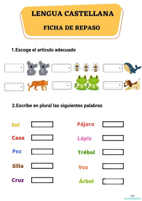 LENGUA CASTELLANA FICHA DE REPASO. Ficha interactiva | TopWorksheets