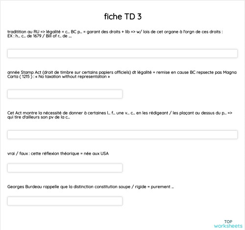 fiche TD 3. Fiche interactive | TopWorksheets