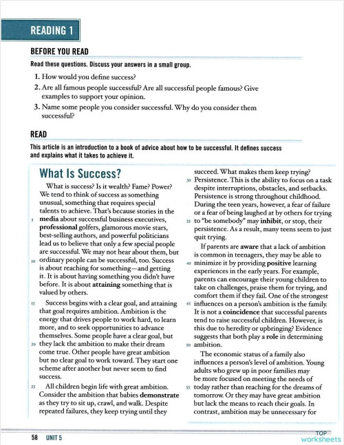 READING PRACTICE 2. Interactive worksheet | TopWorksheets