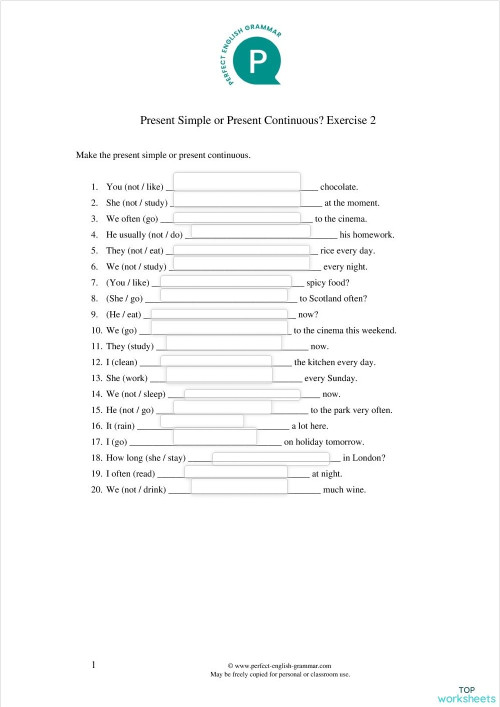 present_simple_or_present_continuous_2. Interactive worksheet | TopWorksheets